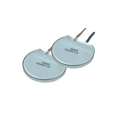 China Custom Powerful Safe Round LiPo Battery 3.7V 210mAh For Electric Toothbrushes for sale