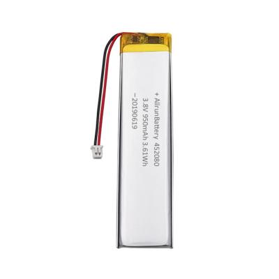 China Wearable Electronics Ultra Narrow LiPo Battery 3.8V 950mAh 452080 for sale