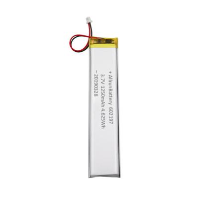 China Light Ultra Narrow 1C Custom LiPo Battery 3.7V 1250mAh 602197 for sale