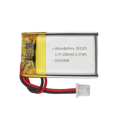 China 0.37Wh 3.7V 100mAh Mini LiPo Battery Rechargeable Custom 351523 for sale