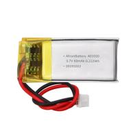 China Light Rechargeable Custom Mini LiPo Battery 3.7 V 60mAh 401020 for sale