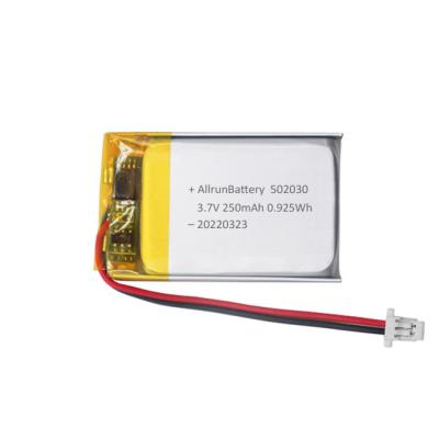 China Thin 3.7 V 250mAh LiPo Battery Rectangle Lithium Polymer Rechargeable Battery for sale