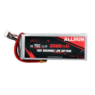 China 3S 3500mAh 11.1 V High Discharge LiPo Battery Pack 75C Li Polymer Battery for sale