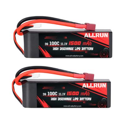 China Rechargeable High Discharge LiPo Battery Pack 100C 1500mAh 3S 11.1V for sale
