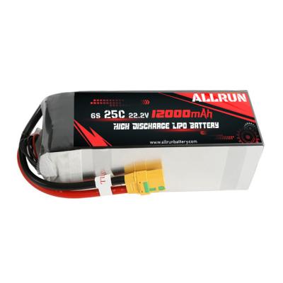 China RC 25C 6S 12000mAh LiPo Battery 22.2V High C Rate Battery Pack for sale