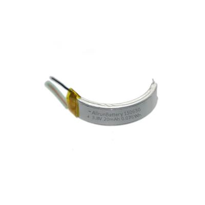 China Wearable Technology 20mAh LiPo Battery 3.8 V Lithium Ion Polymer Battery for sale
