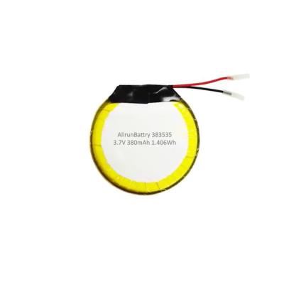 China Custom 3.7 V 380mAh LiPo Battery Round Rechargeable Battery Lithium Polymer for sale