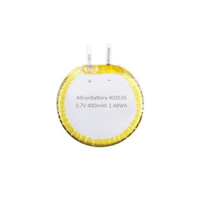 China Round Custom LiPo Battery 3.7 V 400mAh Lithium Polymer Battery for sale