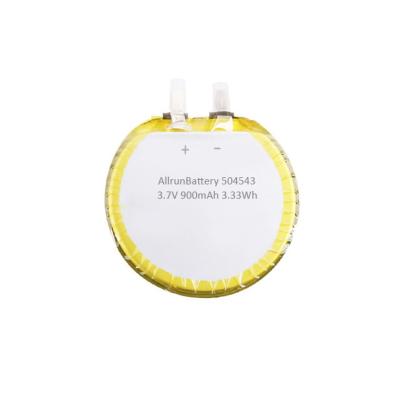 China Custom Reliable Round LiPo Battery 3.7 V 900mAh 504543 For Bluetooth Headphones for sale