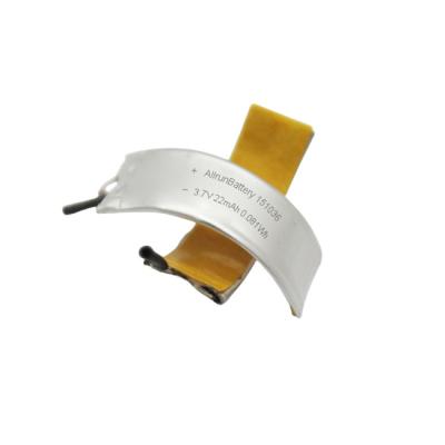 China Novel Curved LiPo Battery 22mAh 3.7V Li Polymer Battery Cell for sale