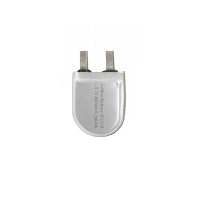 China 302128 3.7 V 80mAh 1C Charge Current Custom Lithium Polymer Battery, U Shape Novel LiPo Battery for sale