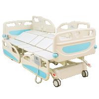 China Manual Back-Lifting Leg-Raising Nursing Home Bed with Aluminum Alloy Guardrails and 3-in-1 Function for sale