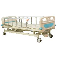 China Manual Back-Lifting Leg-Raising Nursing Home Bed with Aluminum Alloy Guardrails and 3-in-1 Function for sale