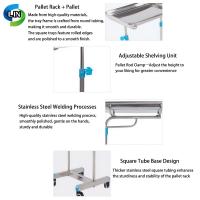 China 201 Stainless Steel Pallet Rack Trolley with Single Crossbar Style and Size 45*35cm for sale