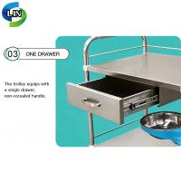 China Stainless Steel Inner Frame Medical Treatment Cart with 3 Sides Guardrail and Independent Brake for sale