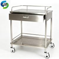 China Stainless Steel Inner Frame Medical Treatment Cart with 3 Sides Guardrail and Independent Brake for sale