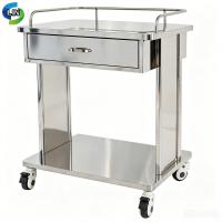 China Stainless Steel Inner Frame Medical Treatment Cart with 3 Sides Guardrail and Independent Brake for sale