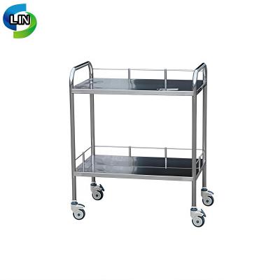 China 304 Stainless Steel Medical Dressing Change Trolley with 750*450*910mm Dimensions and 22kg Load Capacity for sale