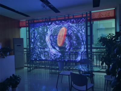 China Miracle Bean Flexible P8 Transparent LED Film Display SMD1314 DC5V RGB 15625Dot/m² 80% Transparency for sale