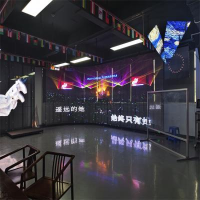 China P2.6 LED Transparent Screen Display Grille Full Color Indoor Advertising Glass Window 240W DC12V for sale
