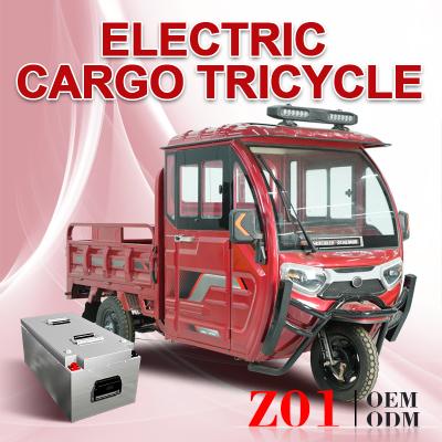 China 1800w 400kg Electric Cargo Tricycle Rechargeable Auto Rickshaw Tricycle for sale