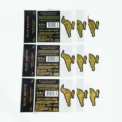 China Pattern Printing Wine Sticker Labels 0.13mm Self Adhesive Wine Bottle Labels for sale