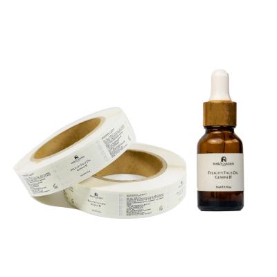 China CMYK Custom Cosmetic Labels  Adhesive Waterproof Essential Oil Bottle Labels for sale