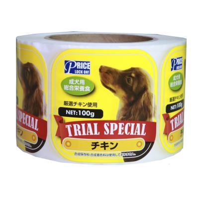China Pet Dog Cat Food Bottle Labels Waterproof Custom Self Adhesive Stickers OEM for sale