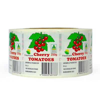 China CMYK Private Food Labels Waterproof Frost Proof Custom Fruit Label Stickers for sale