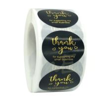 China PET Business Round Sticker Labels Transparent Personalised Gold Foil Stickers for sale