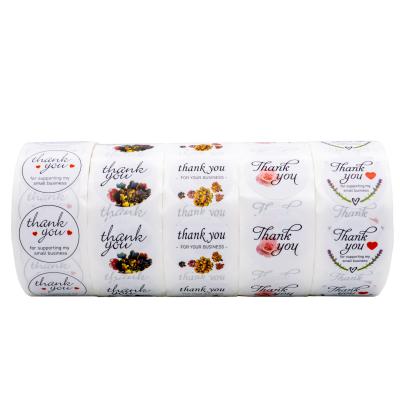 China OEM Thank You Vinyl Stickers Adhesive Round Labels Full Color for sale
