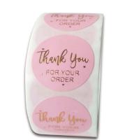 China Floral Thank You Sticker Labels Roll Waterproof CMYK / Pantone Color for sale