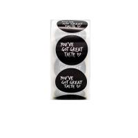China Black Cute Round Adhesive Labels Paper Thank You Tag Sticker for sale