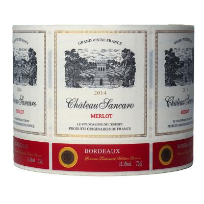 China Custom Glossy Rolled Wine Label Sticker Bottle Printing Self Adhesive for sale