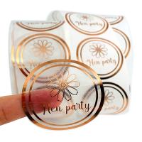China Custom Adhesive Clear Round Logo Rose Gold Transparent Circle Label for sale