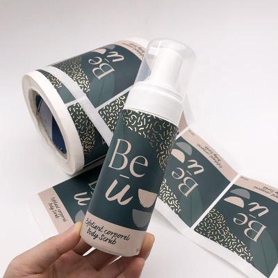 China Waterproof Adhesive Lotion Private Labels For Plastic Bottles Cosmetic Stickers Labels Printing for sale