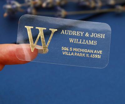 China Customized Transparent Stickers Self Adhesive Printing Clear Gold Foil Label Vinyl for sale
