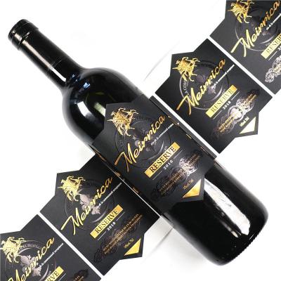 China Custom Textured Paper Wine Bottle Labels Gold Foil Stamping Waterproof Embossment Labels for sale