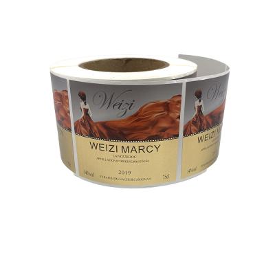 China Textured Paper Wine Bottle Label Glossy / Matte Varnishing Customized for sale