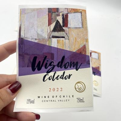 China Customized Logo Printing Self Adhesive Wine Sticker Labels Luxury Waterproof Vinyl Inkjet for sale