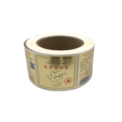 China Gold Foil Wine Bottle Sticker Label Waterproof Adhesive Pantone for sale