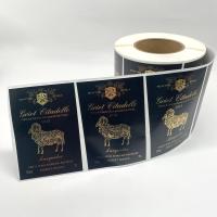 China CMYK / Pantone Color Wine Sticker Labels Custom Self Adhesive Gold Foil Vinyl LOGO for sale