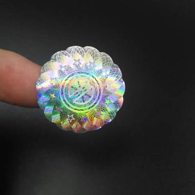 China Custom Silver Hologram Security Sticker 0.1mm Ultra Destructible Vinyl material for sale