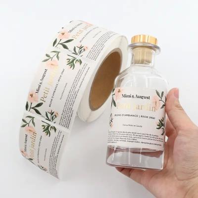 China Waterproof Custom Cosmetic Labels Gold Foil Vinyl Stickers Roll for sale