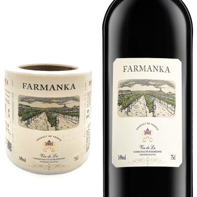 China Texture Paper Wine Private Label CMYK / Pantone Printing Customized for sale