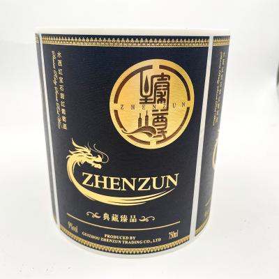 China Premium Textured Paper Wine Sticker Labels UV Spot Gold Foil Embossed for sale