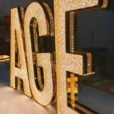 China Illuminated Crystal Diamond LED Light Letter Sign 3D LED Crystal Acrylic Letters For Advetising for sale