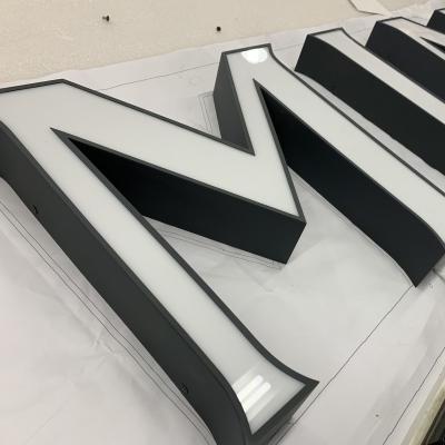 China Outdoor 3D Acrylic Front-Lit LED Letters Sign Black Aluminum Frame Illuminated Signage for sale