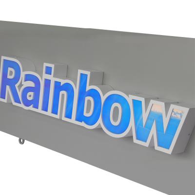 China Frontlit Stainless Steel Electronic Shop Sign 3d Led Channel Letters with Magic Color Film for sale