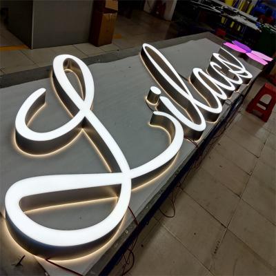 China Hanging 3d Led Acrylic Stainless Steel Faux Neon Light Frontlit Channel Letter Sign for sale